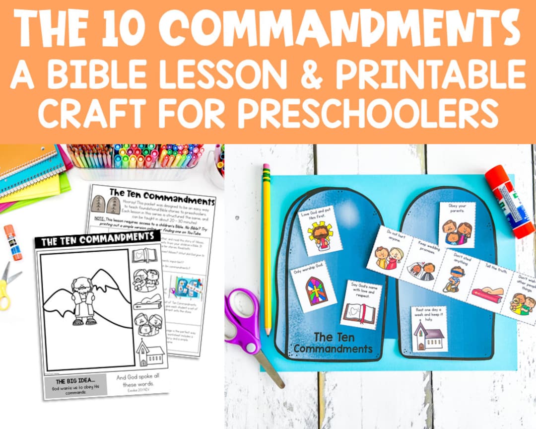 The Ten Commandments Preschool Bible Lesson, Printable Activities for ...