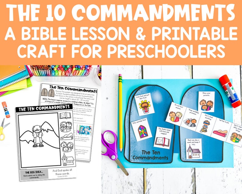 The Ten Commandments Preschool Bible Lesson Printable - Etsy