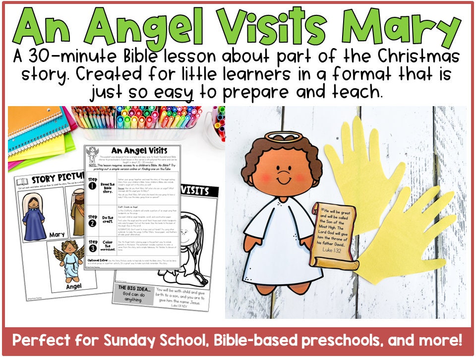 An Angel Visits Mary, Christmas Bible Lesson for Preschool, Printable ...
