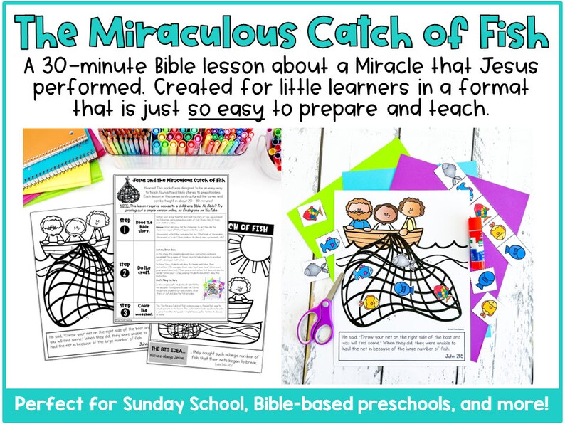 Miracles of Jesus for Preschool, A Miracle Catch of Fish, Printable ...