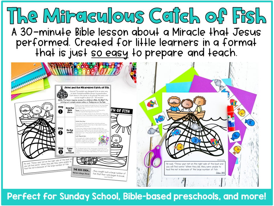 Miracles of Jesus for Preschool, A Miracle Catch of Fish, Printable ...