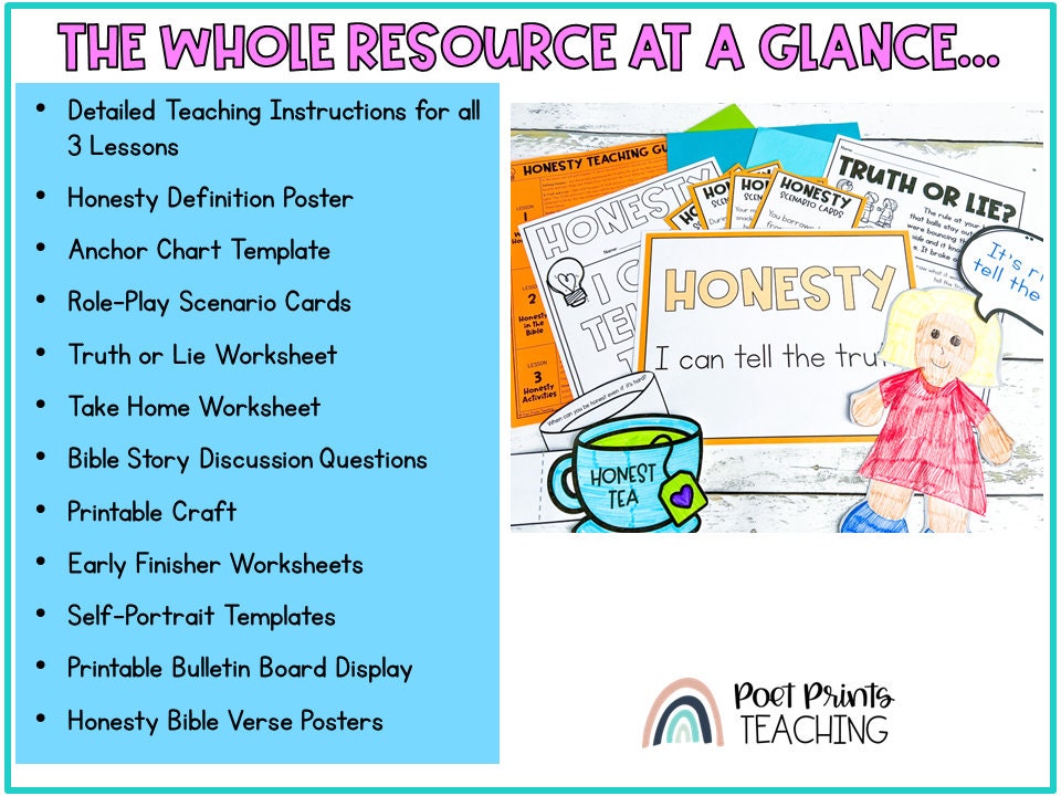 Honesty Bible Lessons for Preschool, Printable Craft and Activity About ...