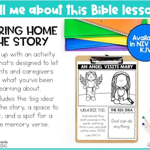 An Angel Visits Mary Christmas Bible Lesson for Kids, Printable Craft ...
