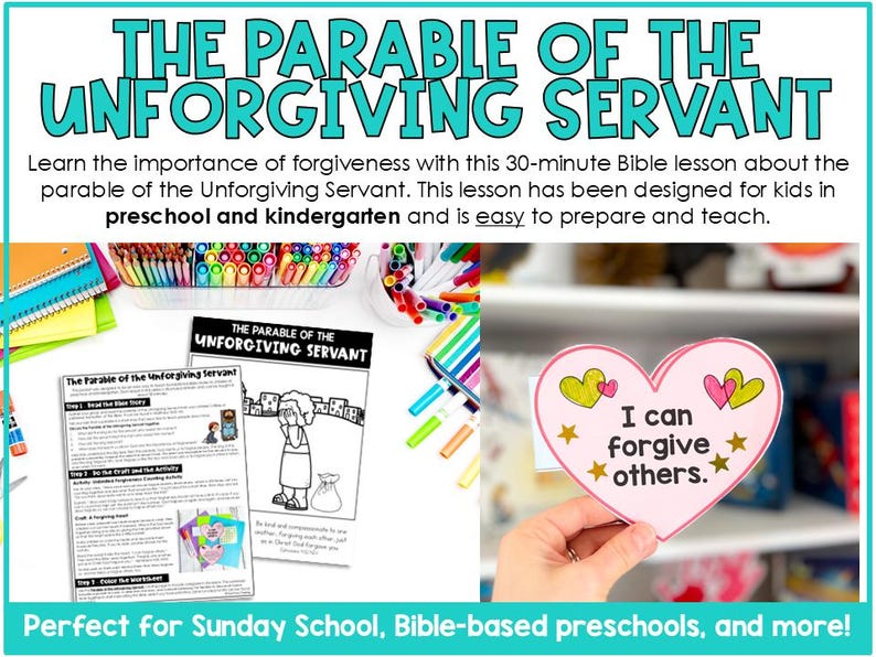 The Parable of the Unforgiving Servant Bible Lesson for Preschool (PDF ...