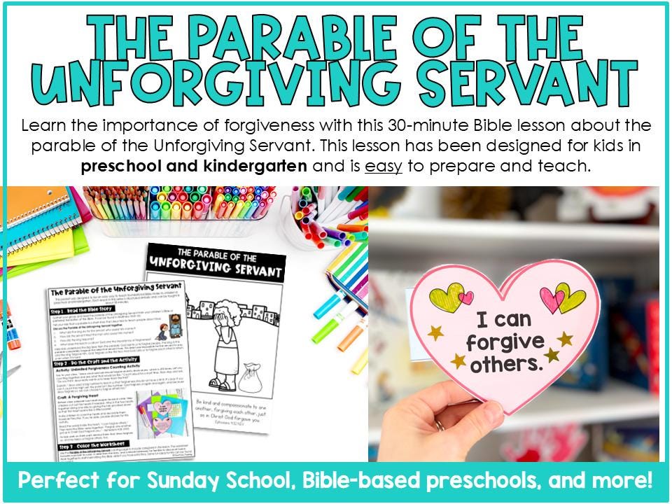 The Parable of the Unforgiving Servant Bible Lesson for Preschool (PDF ...
