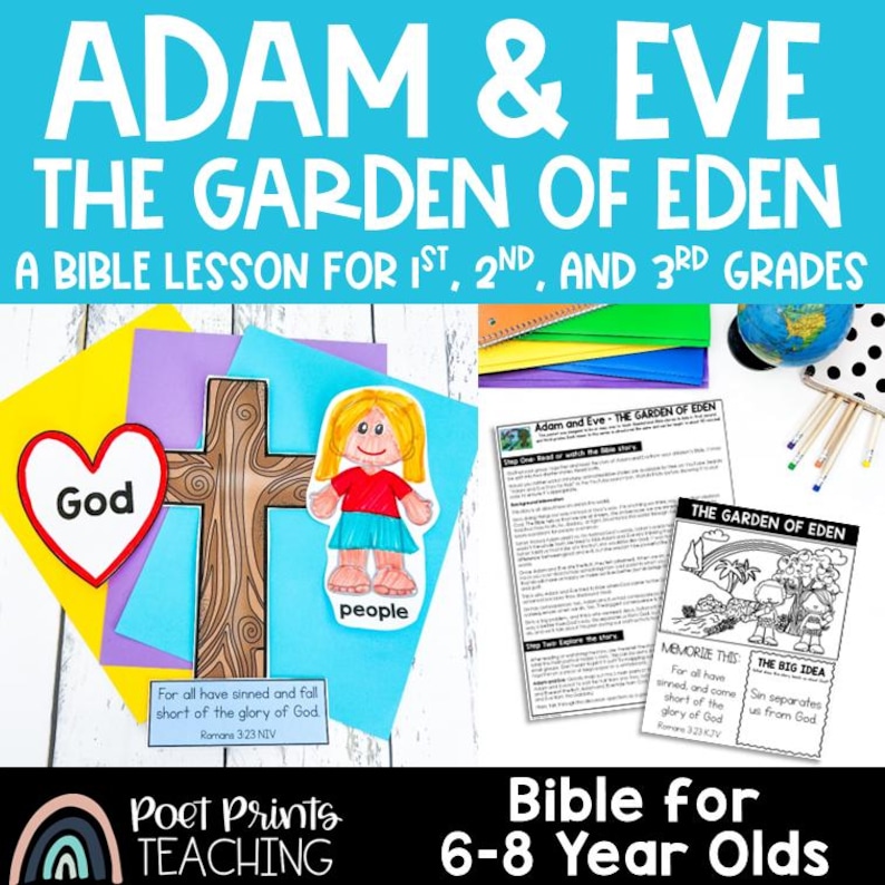 Adam and Eve the Garden of Eden, Printable Bible Lesson About Sin for ...