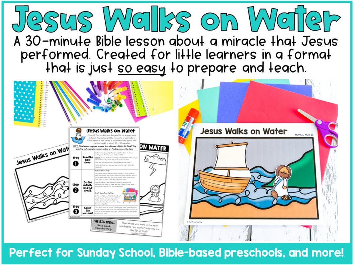 Jesus Walks on Water Printable Bible Craft and Lesson About Miracles ...