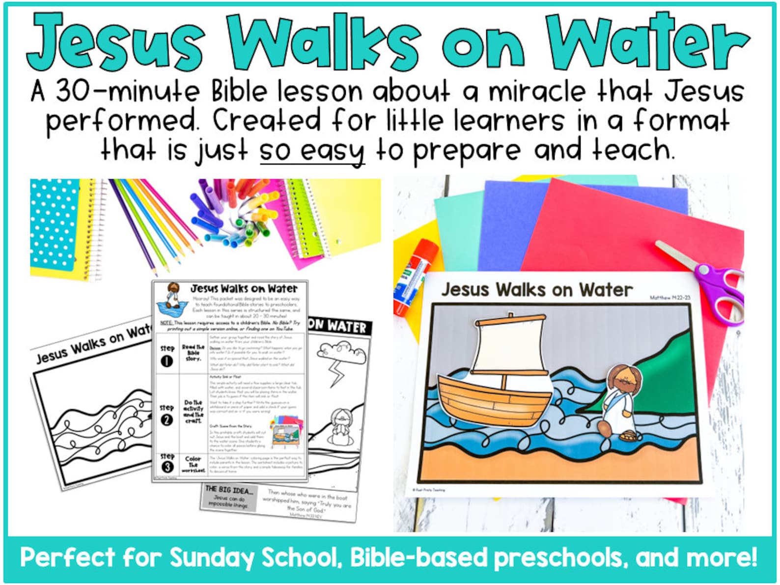 Jesus Walks on Water Printable Bible Craft and Lesson About Miracles ...
