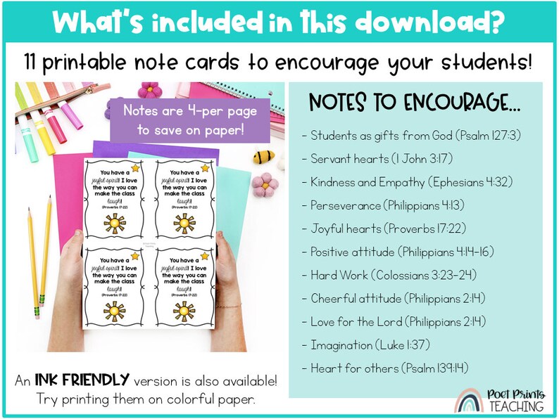 Printable Positive Notes From the Bible, Encouragement for Kids, Bible ...