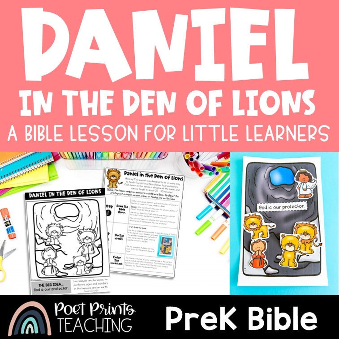 Daniel in the Lions' Den Preschool Bible Lesson, Printable Craft for ...