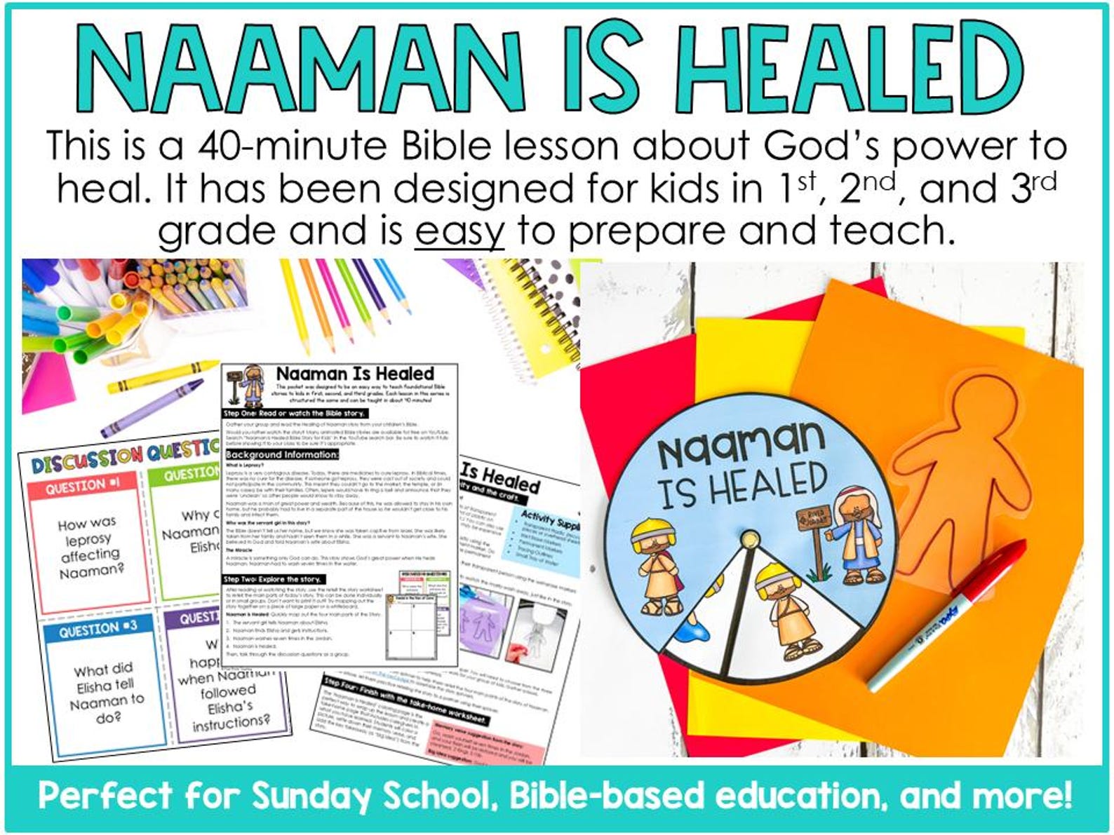 Naaman is Healed From Leprosy, Old Testament Bible Lesson, Printable ...
