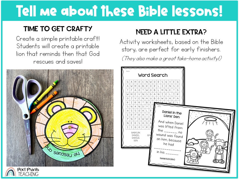 Daniel in the Lions Den Printable Bible Lesson for Kids, Sunday School ...