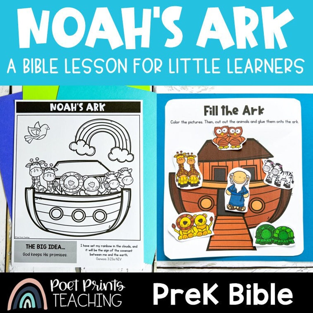 Noah's Ark Preschool Bible Lesson, Printable Craft for Prek Sunday ...