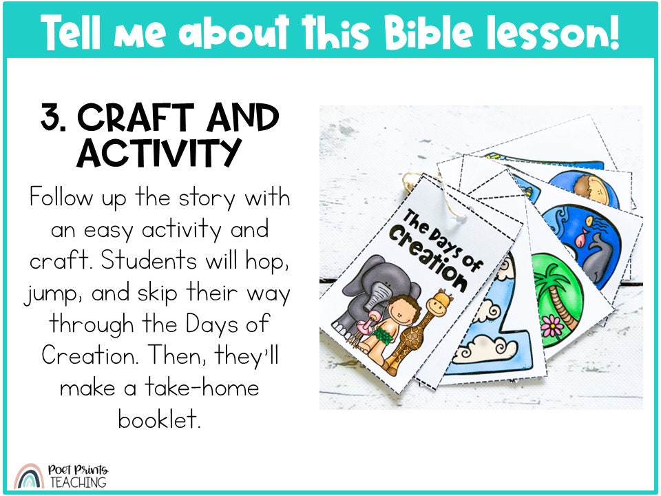 Days of Creation Preschool Bible Craft and Lesson, Printable Bible ...