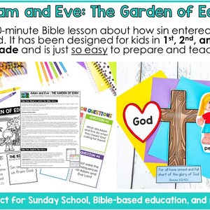 Adam and Eve the Garden of Eden, Printable Bible Lesson About Sin for ...