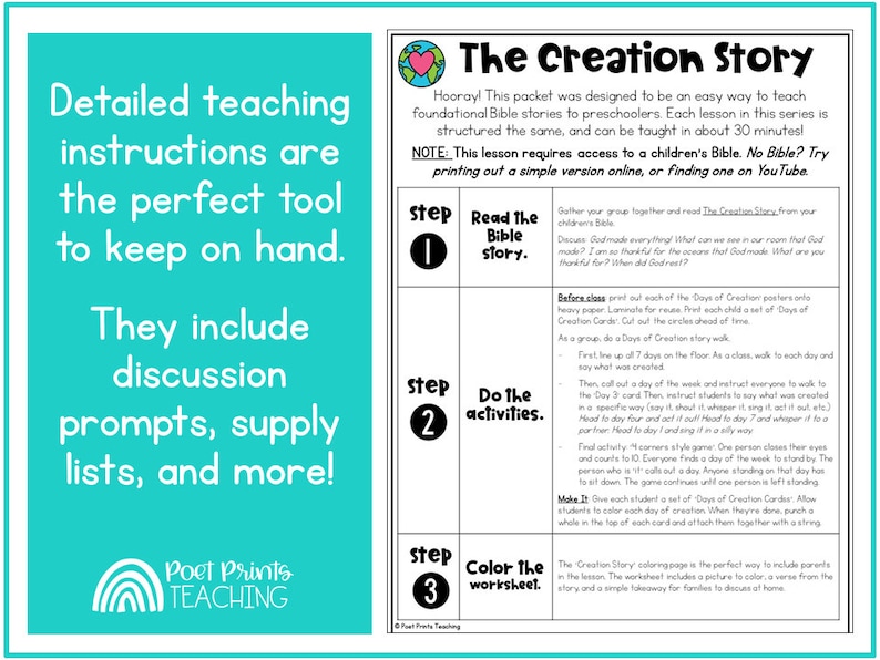 Old Testament Bible Stories, 6 Printable Bible Lessons for Preschool ...