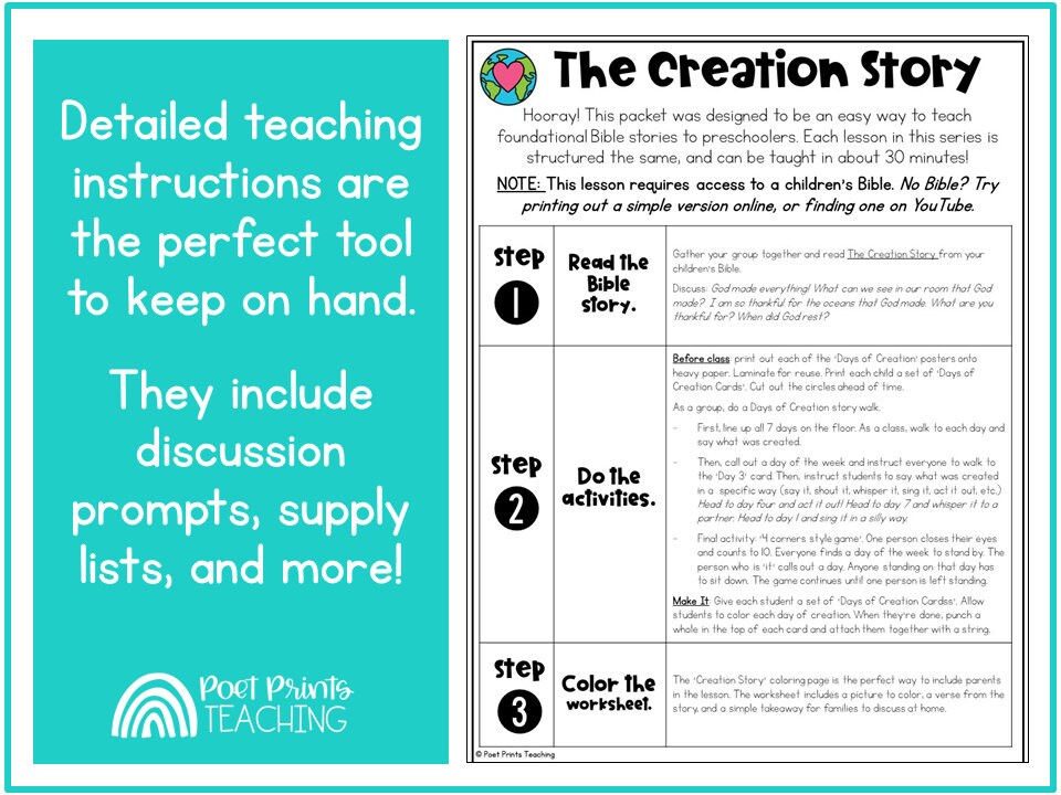 Old Testament Bible Stories, 6 Printable Bible Lessons for Preschool ...