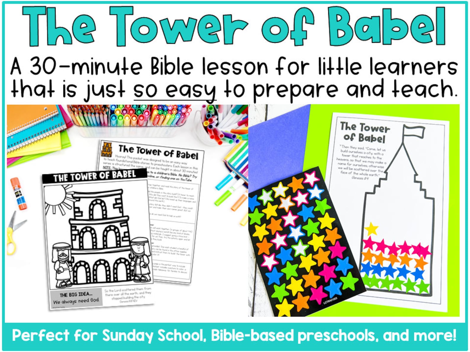 Tower of Babel Preschool Bible Lesson, Printable Activities for Prek ...