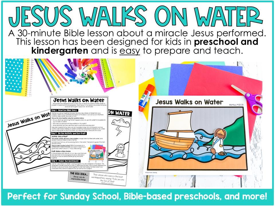 Jesus Walks on Water Printable Bible Craft and Lesson About Miracles ...