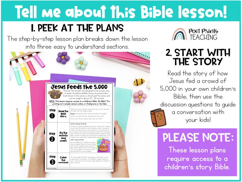 Jesus Feeds the 5,000 Printable Bible Craft and Lesson About Miracles ...