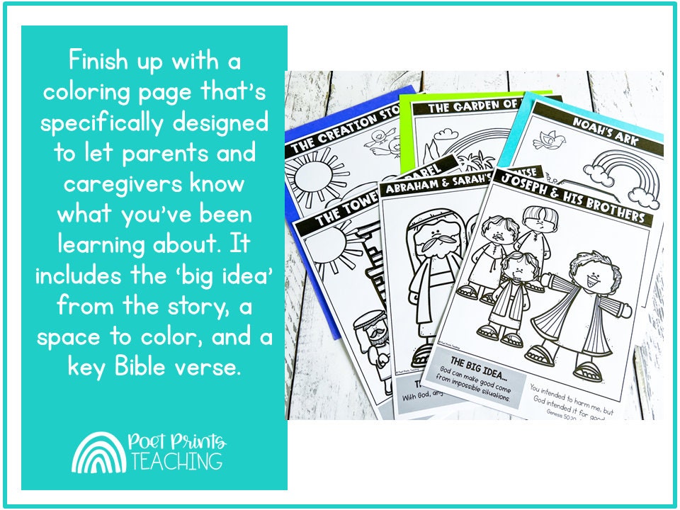 Old Testament Bible Stories, 6 Printable Bible Lessons for Preschool ...