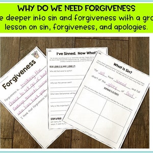 Forgiveness Bible Lessons for Kids, Printable Character Education ...