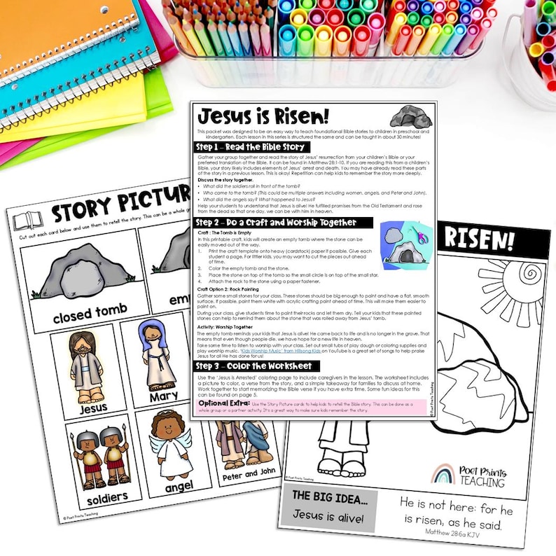 Jesus is Risen, Empty Tomb Easter Preschool Bible Lesson and Printable ...
