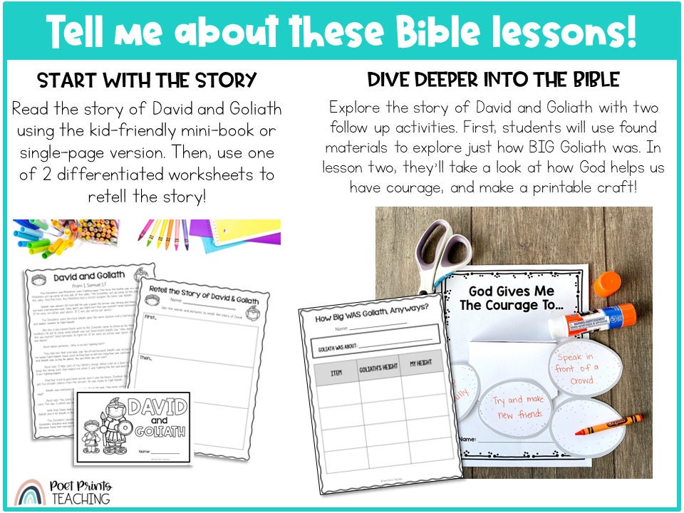 David and Goliath Printable Bible Lesson for Kids, Sunday School ...