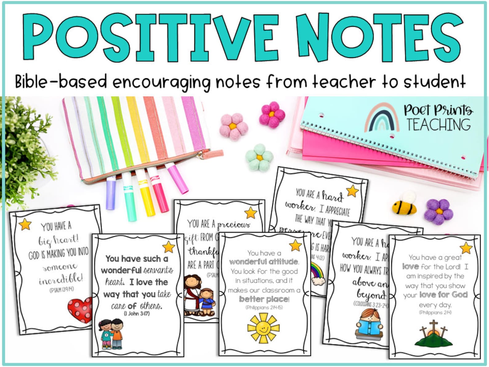 Printable Positive Notes From the Bible, Encouragement for Kids, Bible ...