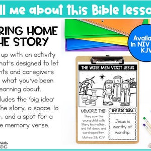 The Wise Men Visit Jesus Christmas Bible Lesson for Kids, Printable ...
