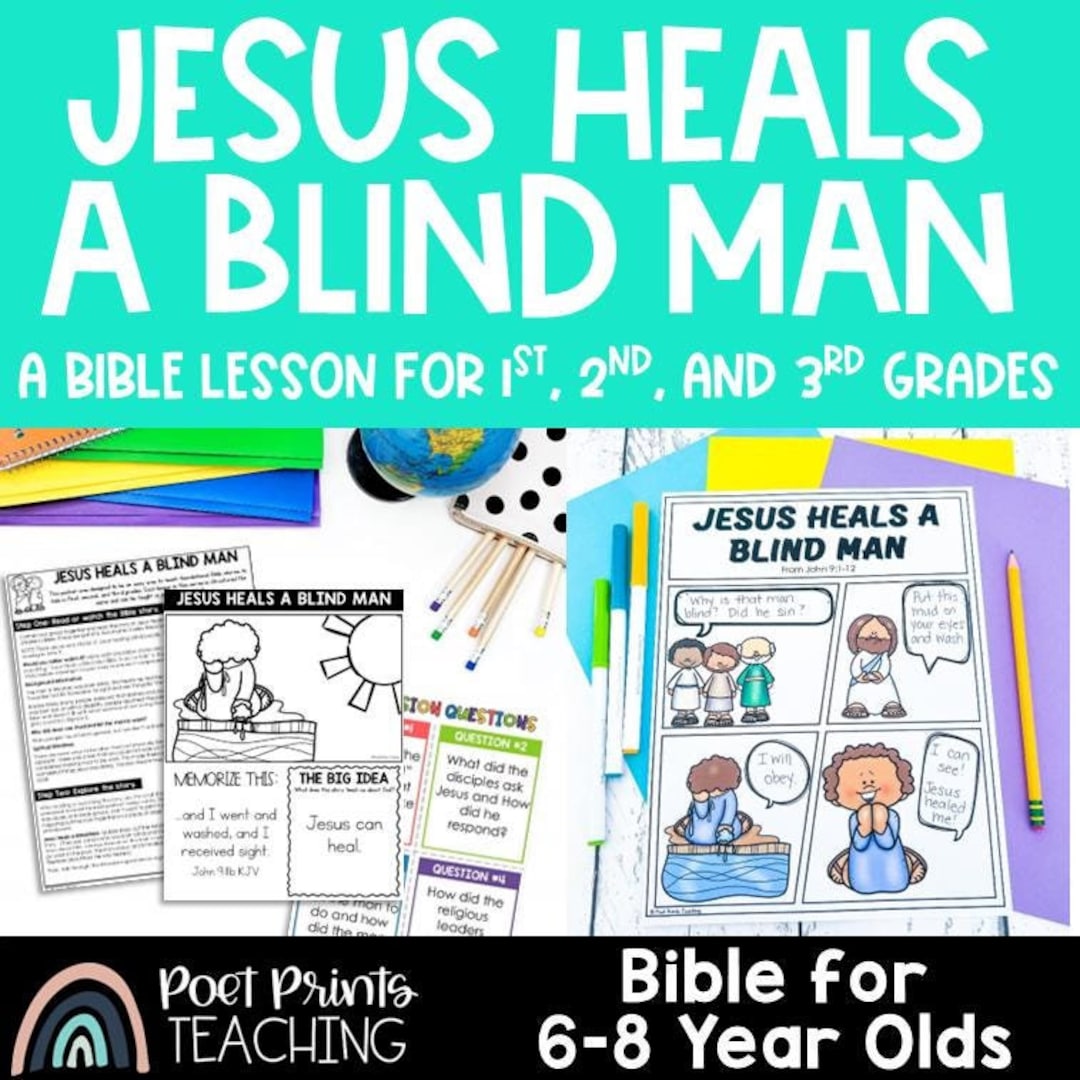Jesus Heals a Blind Man, Miracles in the New Testament, Printable Bible ...