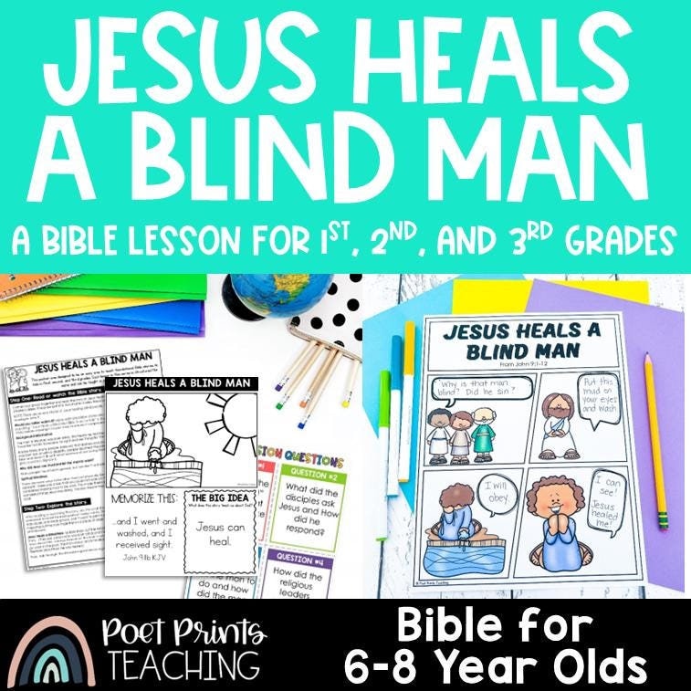 Jesus Heals a Blind Man, Miracles in the New Testament, Printable Bible ...