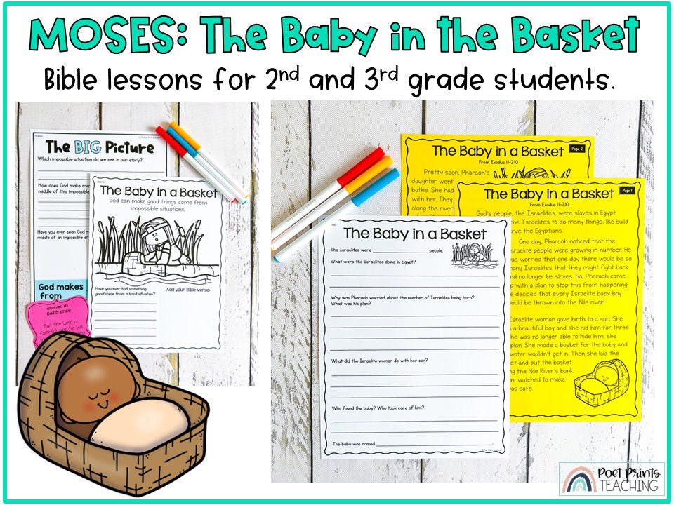Moses Printable Bible Craft and Lesson for Kids, Sunday School Activity ...
