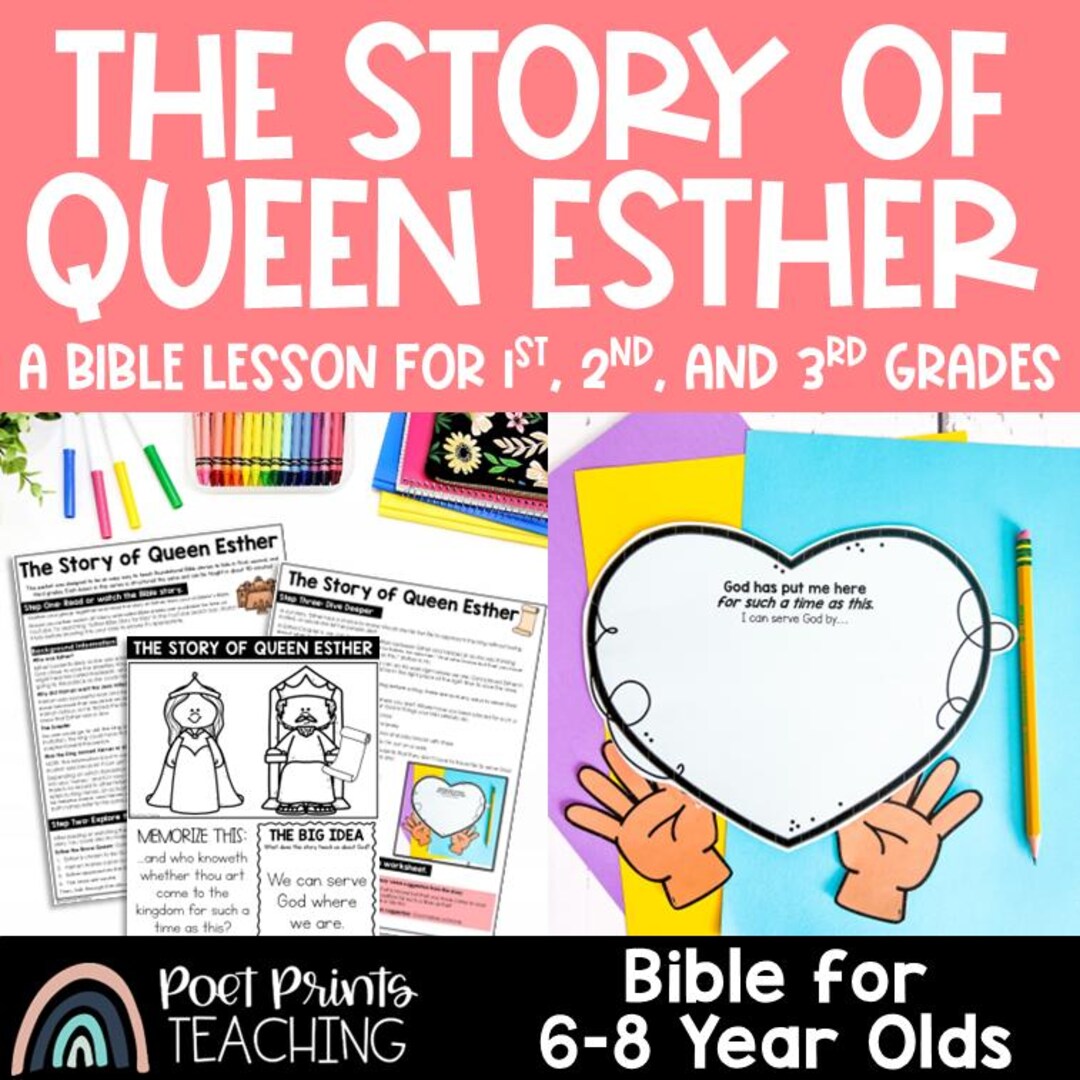 Queen Esther Old Testament Bible Lesson, Printable Bible Story Craft ...