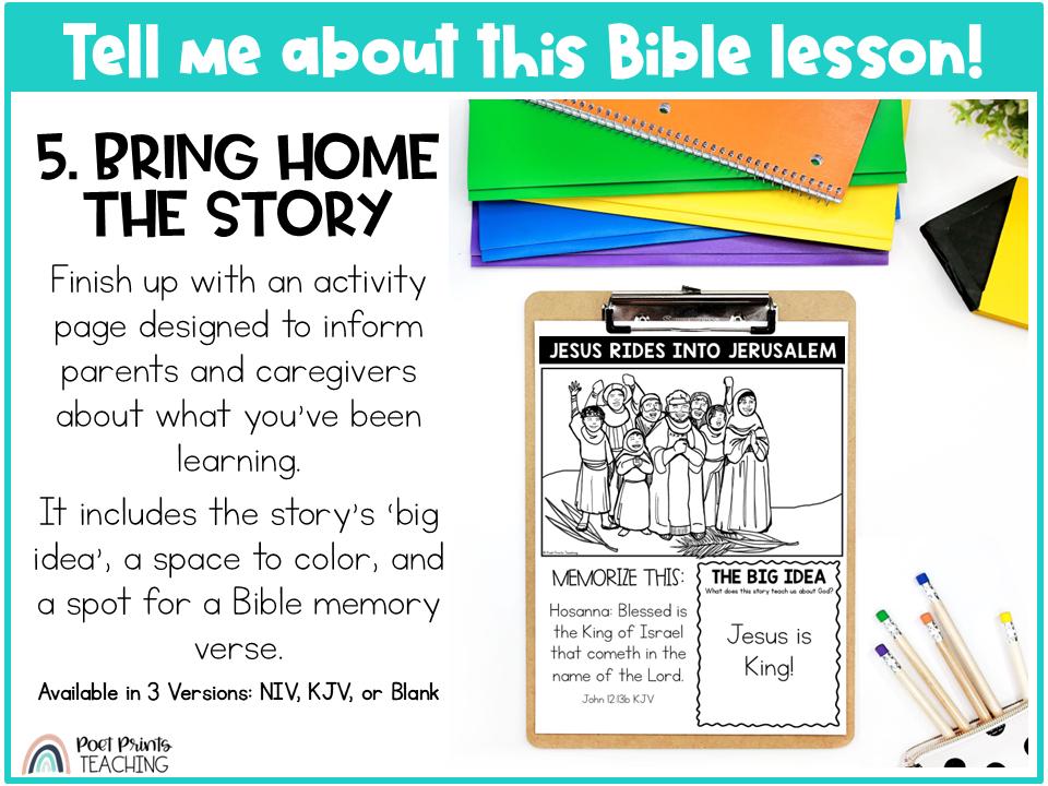 Palm Sunday Easter Bible Lesson, Jesus Rides Into Jerusalem, Printable ...