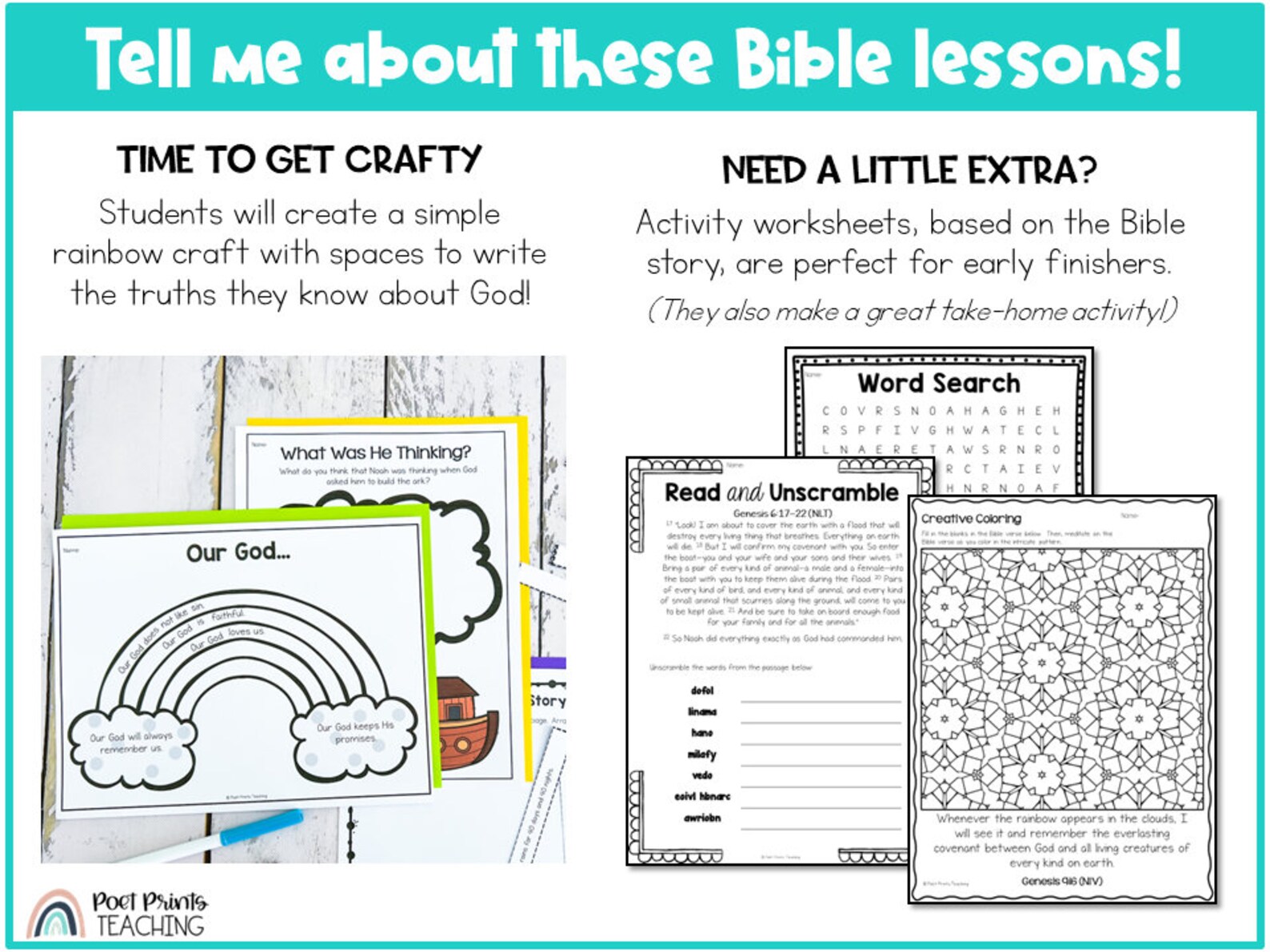 Noah's Ark Bible Lessons and Craft, Printable Sunday School Activity ...