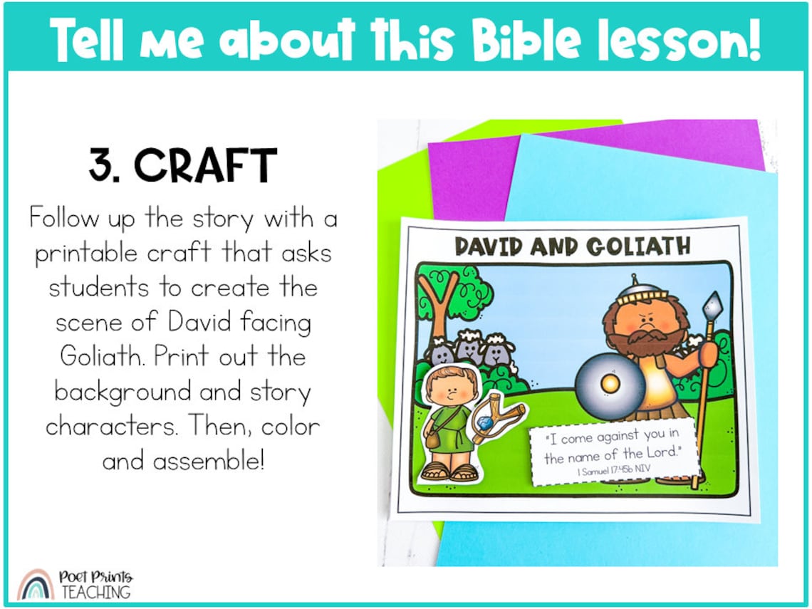 David and Goliath Preschool Bible Lesson, Printable Activities for Prek ...