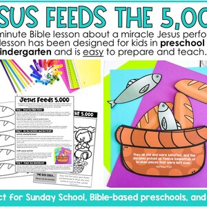 Jesus Feeds the 5,000 Printable Bible Craft and Lesson About Miracles ...