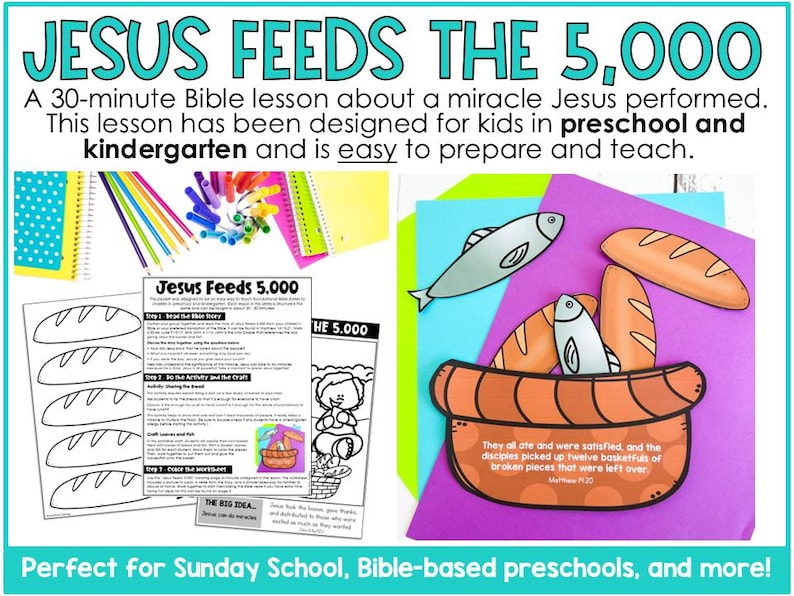 Jesus Feeds the 5,000 Printable Bible Craft and Lesson About Miracles ...