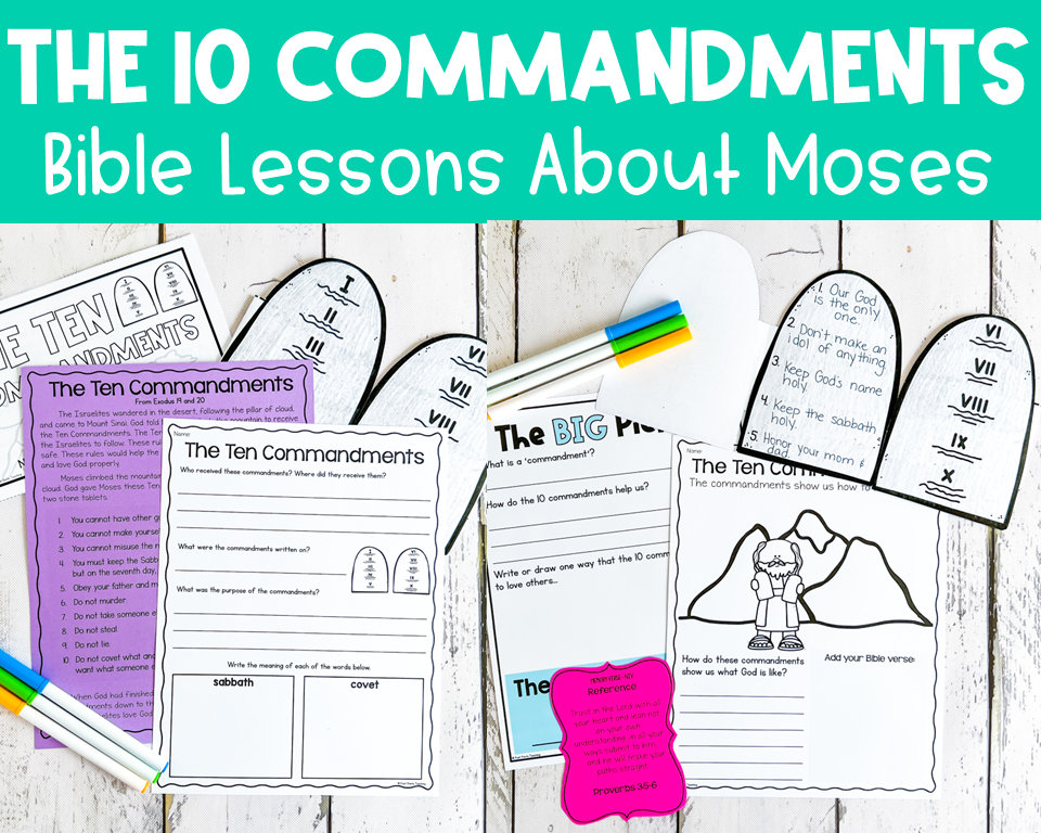 The 10 Commandments, Printable Bible Craft and Lesson for Kids, Sunday ...