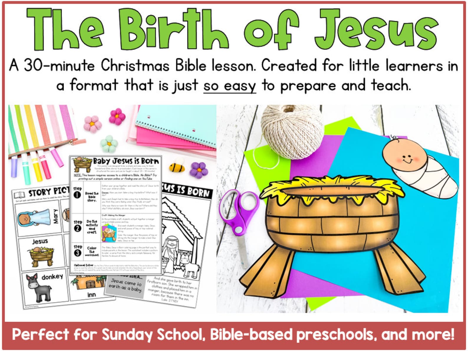 Baby Jesus is Born, Christmas Bible Lesson for Preschool, Printable ...