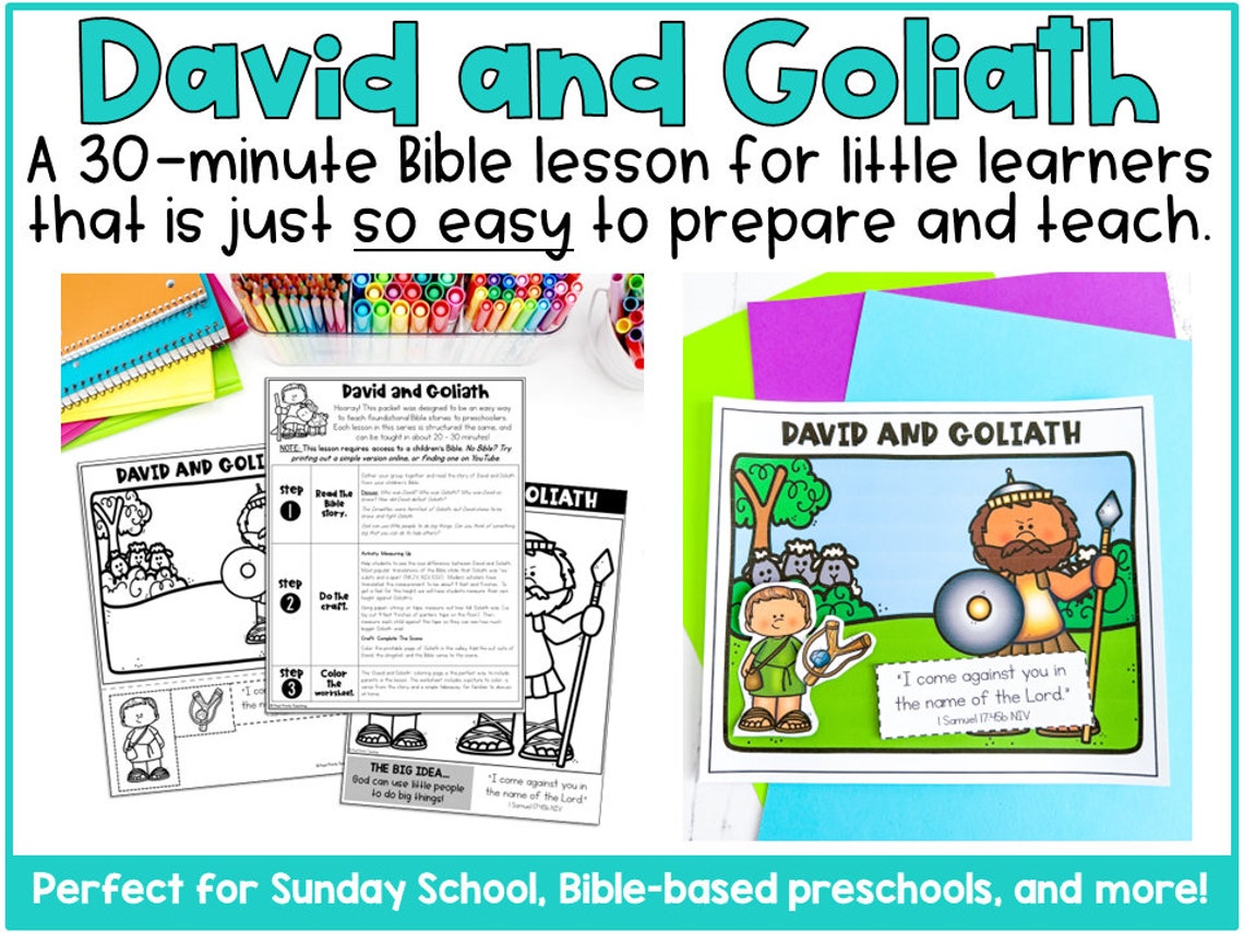 David and Goliath Preschool Bible Lesson, Printable Activities for Prek ...