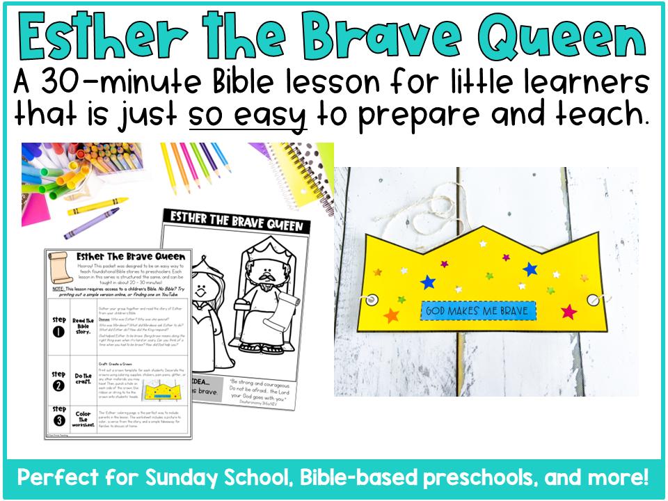Esther Preschool Bible Lesson, Printable Activities for Prek Sunday ...
