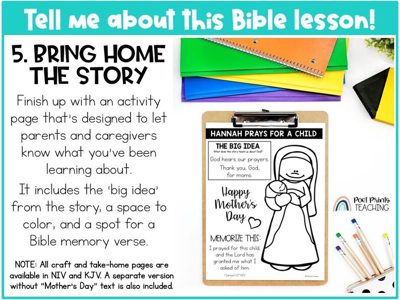 Mother's Day Bible Lesson: Hannah's Prayer Craft (printable) - Etsy Canada