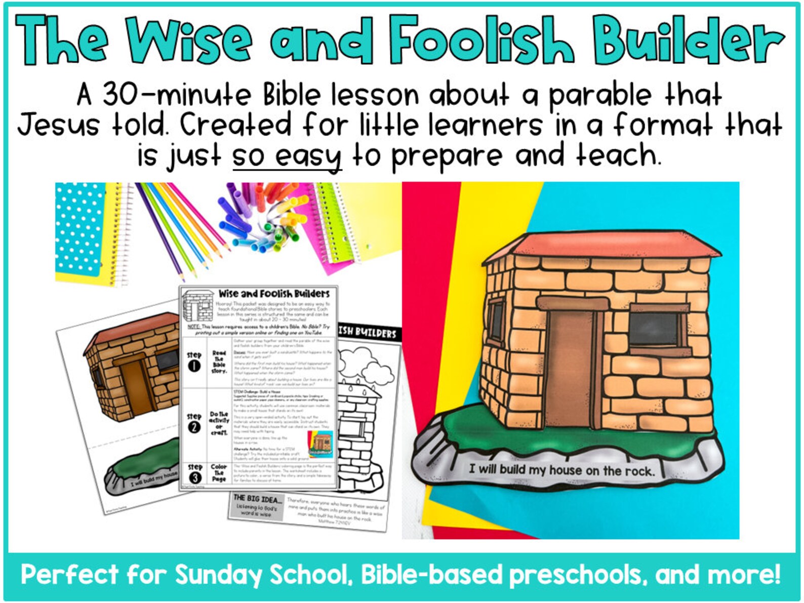 The Parable of the Wise and Foolish Builder Printable Bible Craft and ...