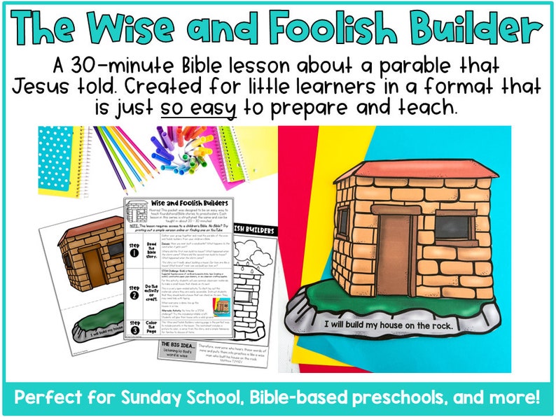 The Parable of the Wise and Foolish Builder Printable Bible Craft and ...