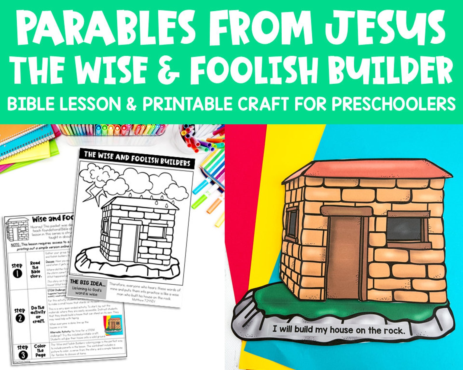 The Parable of the Wise and Foolish Builder Printable Bible - Etsy