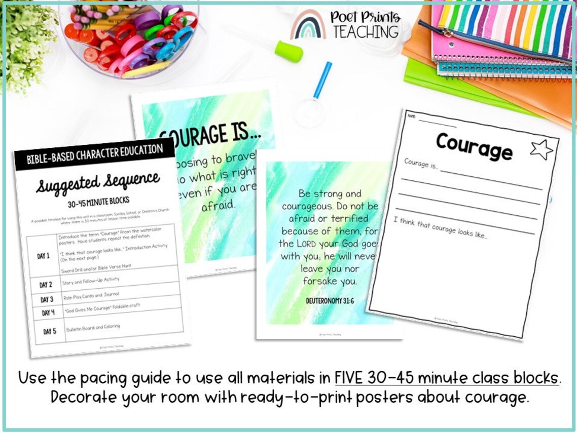 Courage Bible Lessons for Kids, Printable Character Education Sunday ...