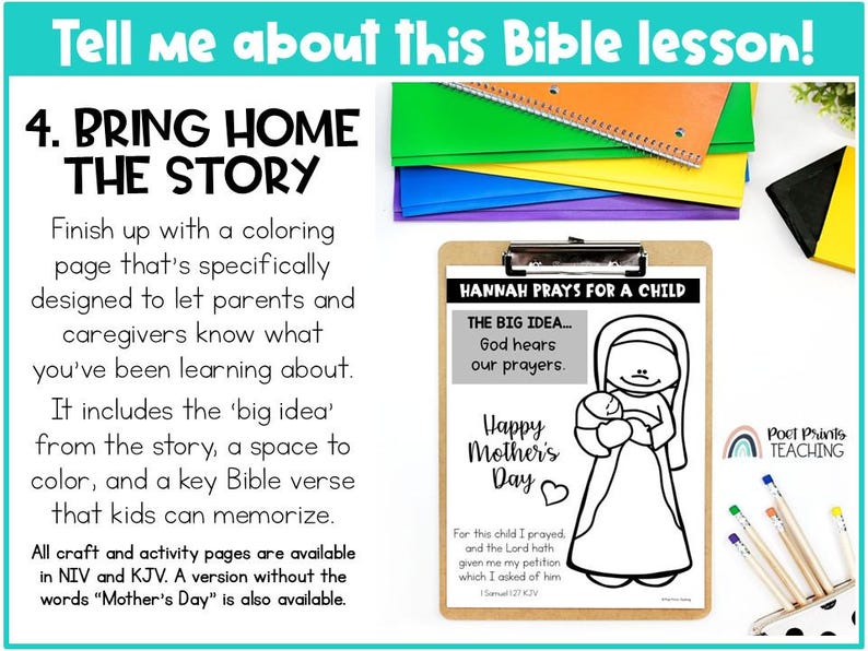 Mother's Day Bible Lesson: Hannah Prays Craft for Preschool (printable ...