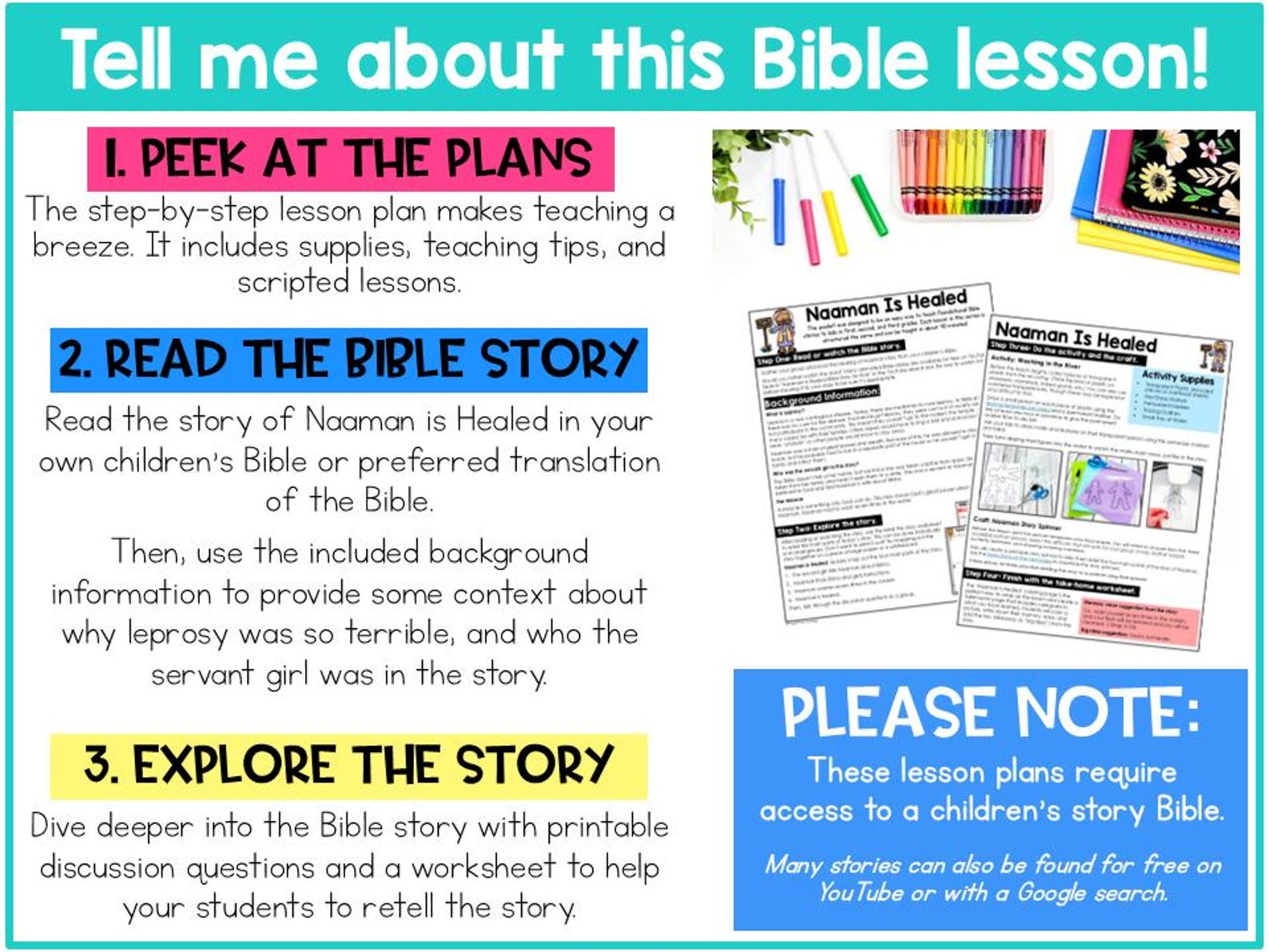 Naaman is Healed From Leprosy, Old Testament Bible Lesson, Printable ...